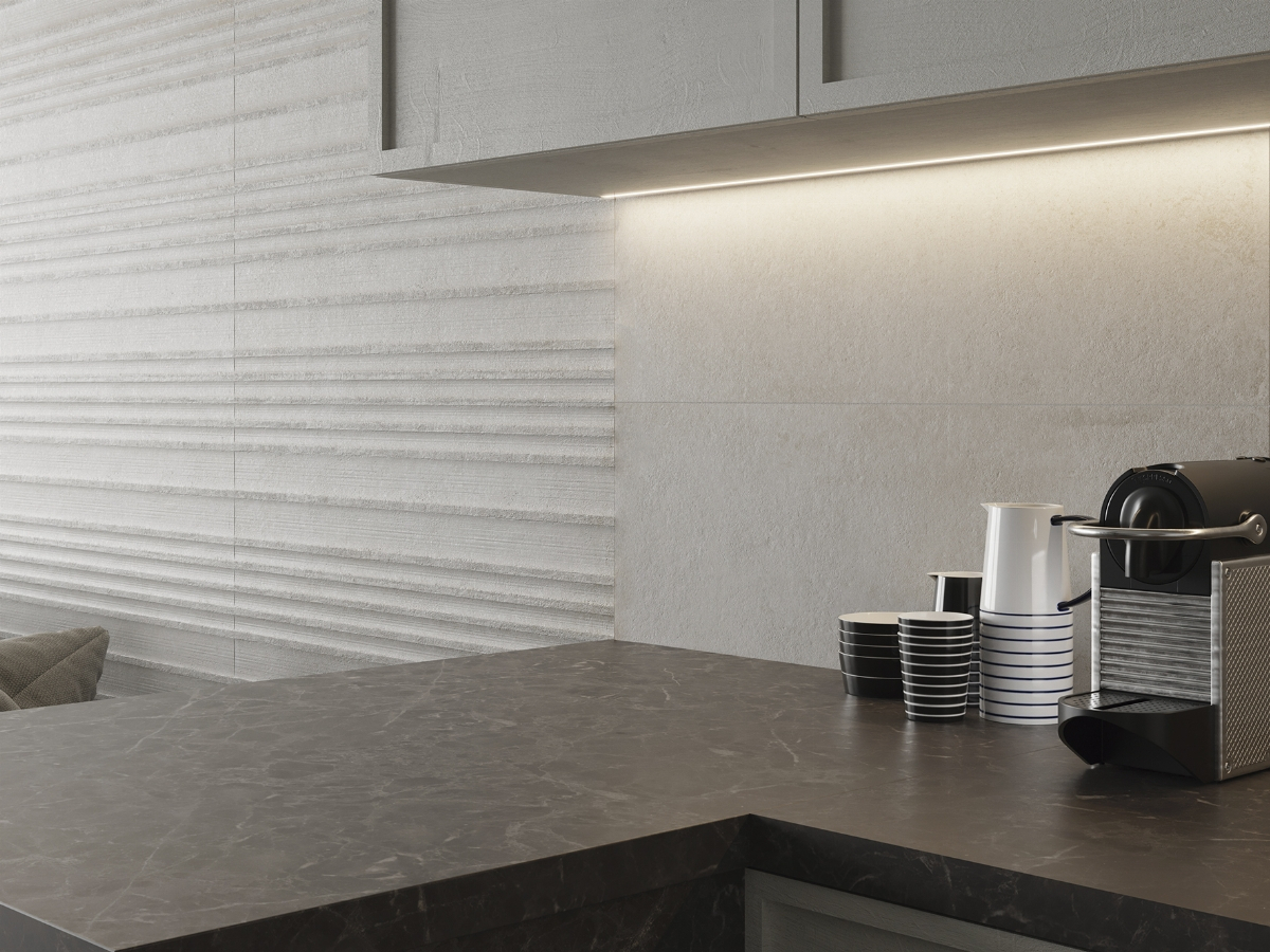 Detail of a minimalist Neo kitchen